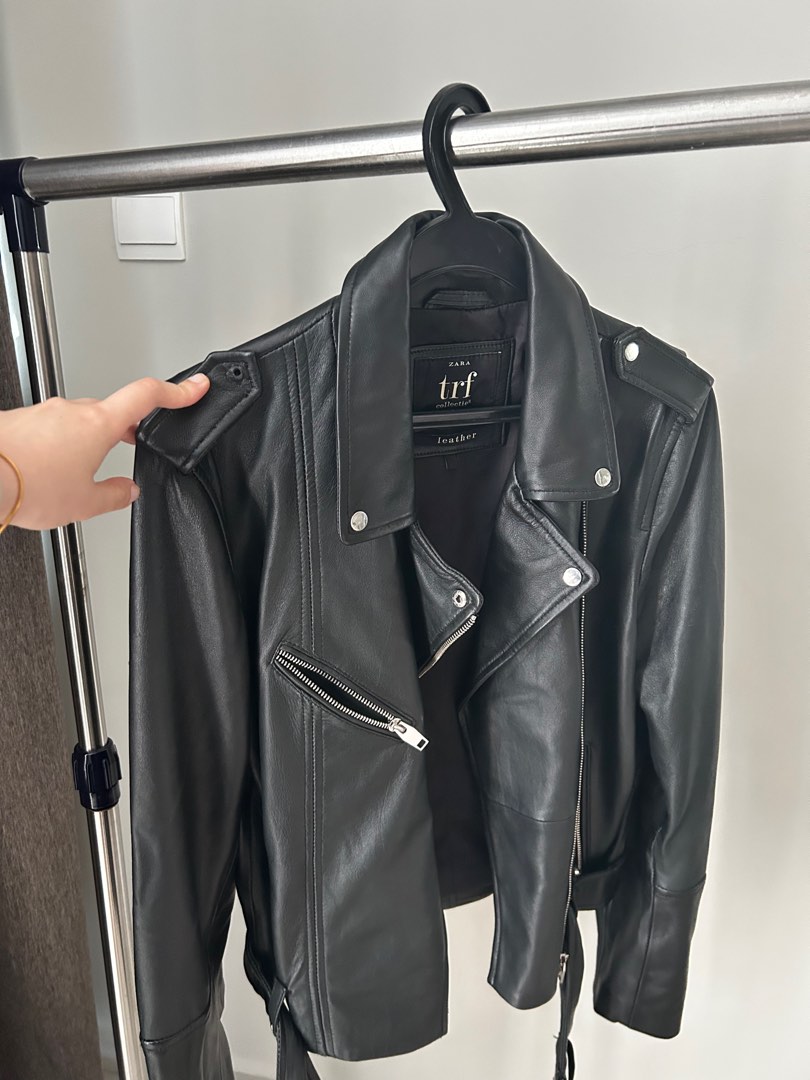 Zara TRF Leather Jacket, Women's Fashion, Coats, Jackets and Outerwear ...