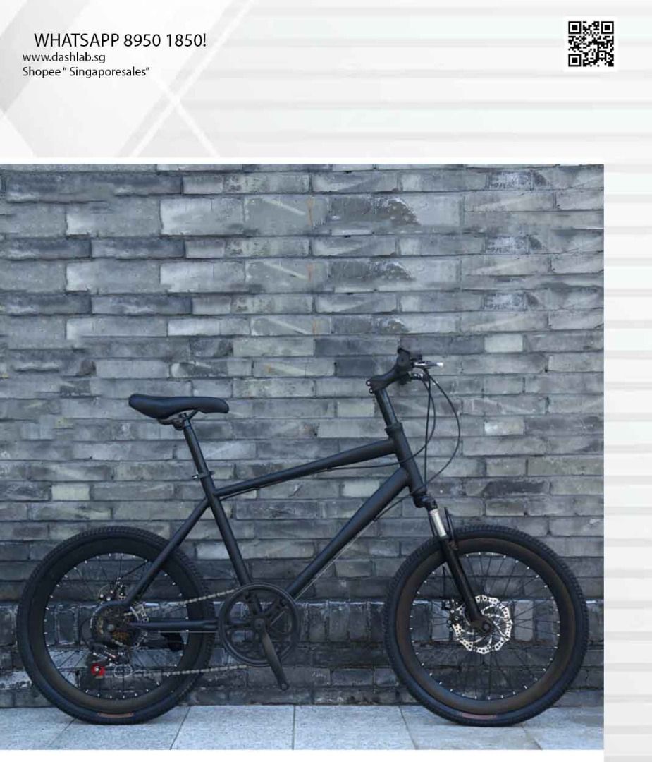 22 Inch 7 Speed MINI VELO [Black] Front Suspension Bicycles Fixie Bike ...
