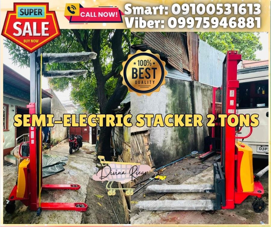2 Tons & 2M Height Semi-Electric Forklift Stacker, Commercial & Industrial, Construction Tools ...