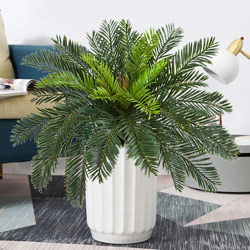 45cm 21 Leaves Artificial Palm Plants Fake Coconut Tree Plastic Sago ...