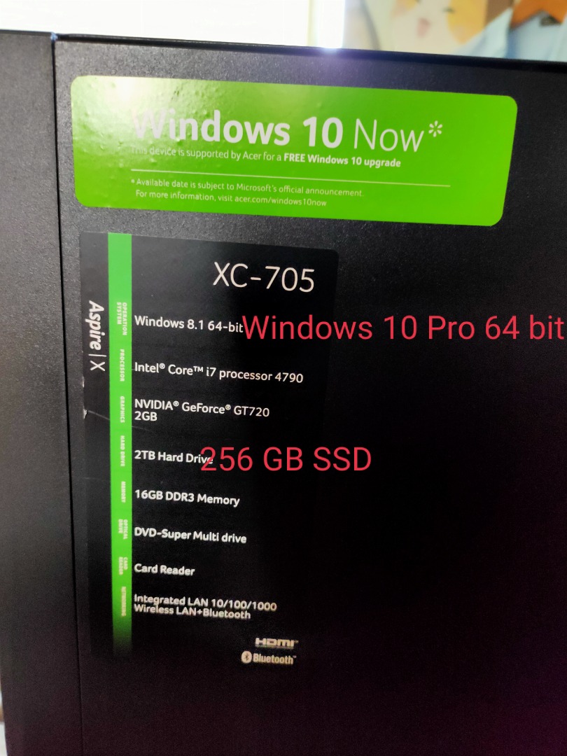Acer Aspire XC-705 Desktop PC - i7-4790, 16GB RAM, 256GB SSD, Computers ...