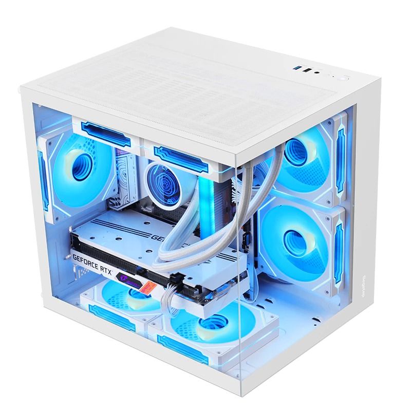 Brave W1 PC Case with Glass Panel, Panoramic View (White), M-ATX/ITX ...