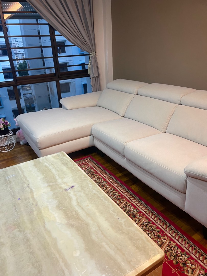 Cream-Colored L-Shaped Sofa, Furniture & Home Living, Furniture, Sofas ...