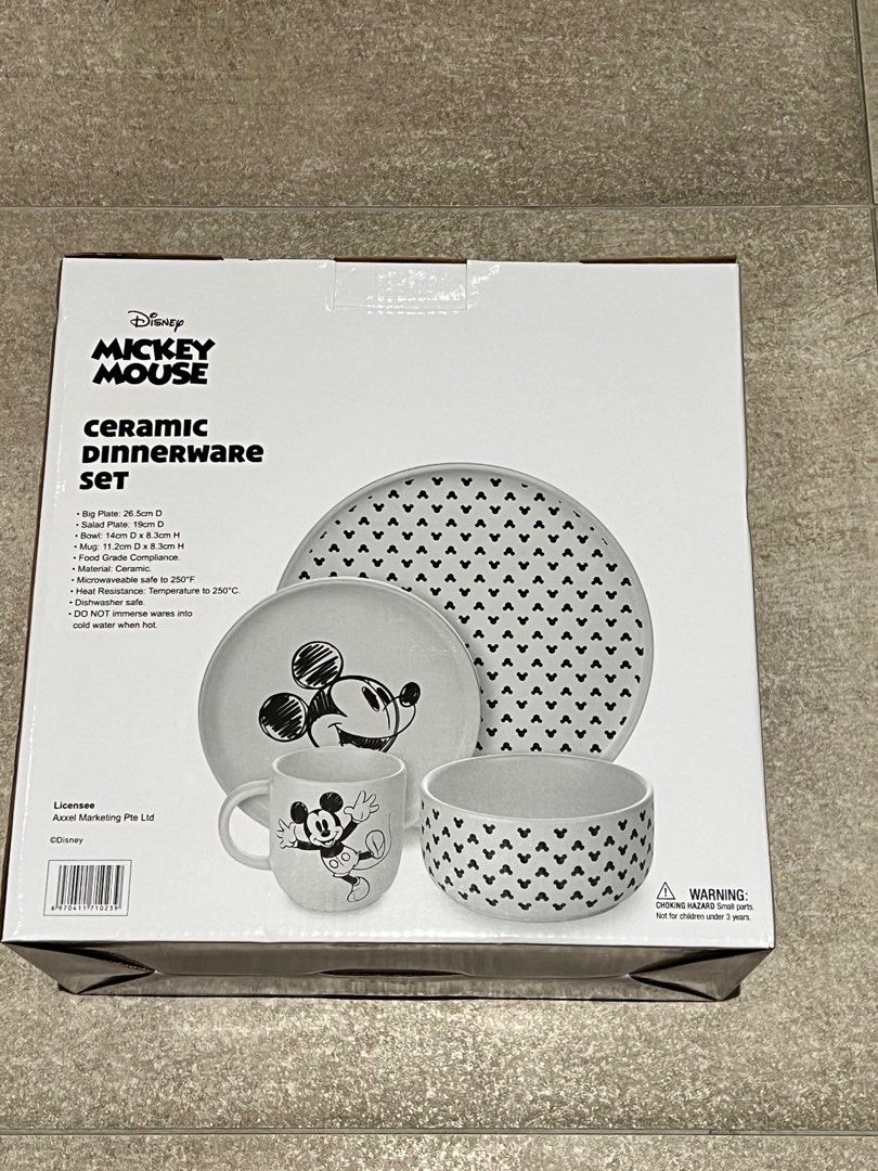 Disney Mickey Mouse Ceramic Dinnerware & Cutlery Set, Furniture & Home ...
