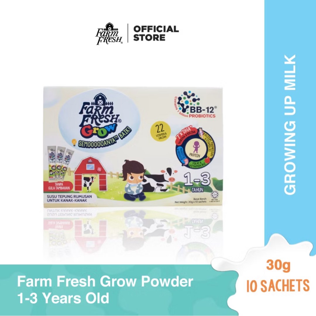 FARM FRESH GROW POWDER 1-3 Y/O 30g x 10 SACHET, Babies & Kids, Nursing ...