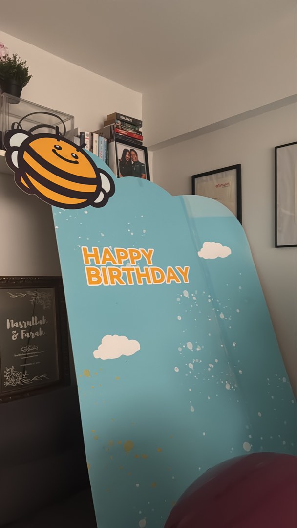 Happy Birthday Bee back drop board, Hobbies & Toys, Occasions & Party ...