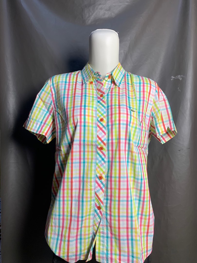 LACOSTE KEMEJA RAINBOW, Fesyen Wanita, Pakaian Wanita, Atasan di Carousell