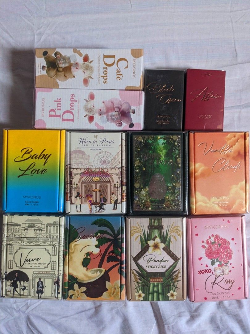 Mykonos - 50ml New Sealed Baby love, vanilla clouds, pink drops, cafe ...