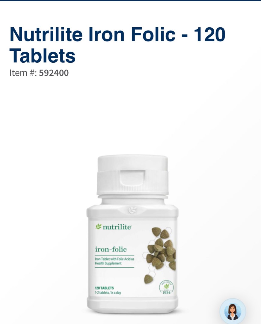 Nutrilite Iron Folic - 120 Tablets, Health & Nutrition, Health ...