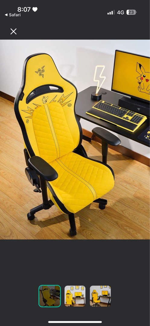 Razer pokemon pikachu Gaming Chair, Furniture & Home Living, Furniture ...