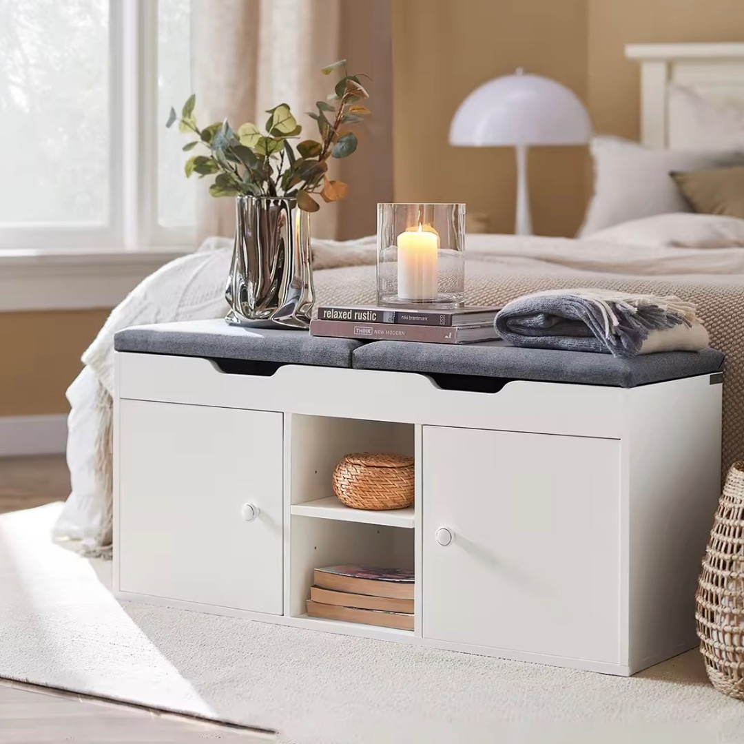 Shoe Storage Bench | Entryway Shoe Cabinet | Bench With Cushion Top ...