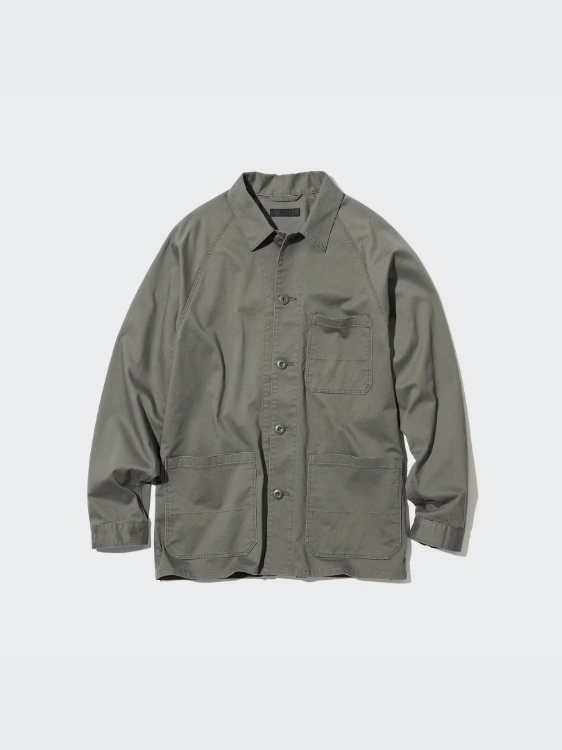 Uniqlo Utility Work Jacket Cotton Olive Medium, Men's Fashion, Coats ...