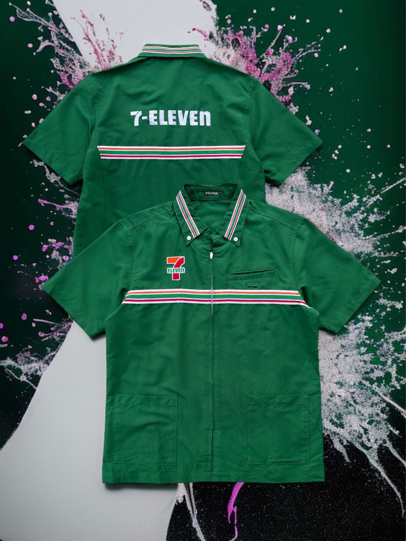Vintage 7-ELEVEN Uniform Shirt/Jacket Zip Up, Men's Fashion, Coats ...