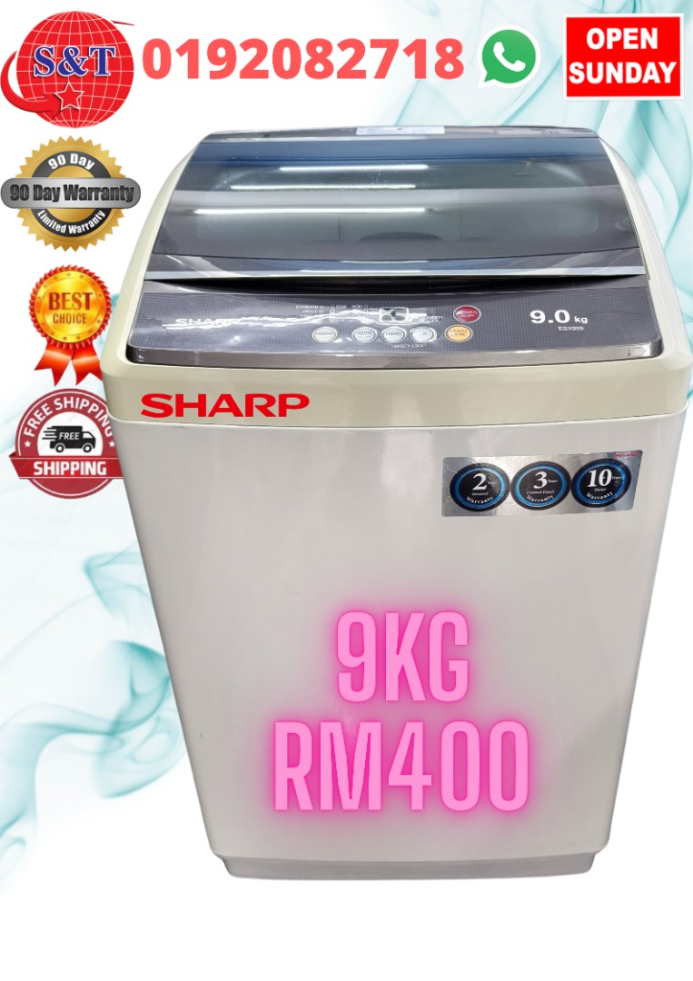 WASHING MACHINE SHARP 9KG TOP LOAD, TV & Home Appliances, Washing Machines and Dryers on Carousell