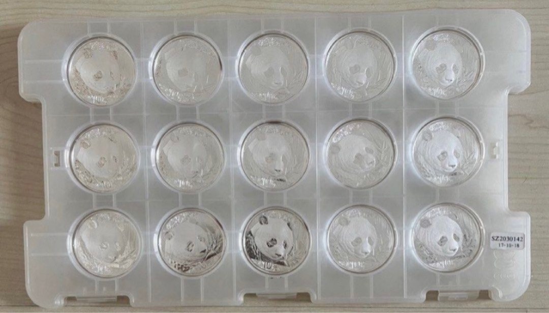 1 tray of 15 Panda Silver Coins 1oz each (2018), Hobbies & Toys ...