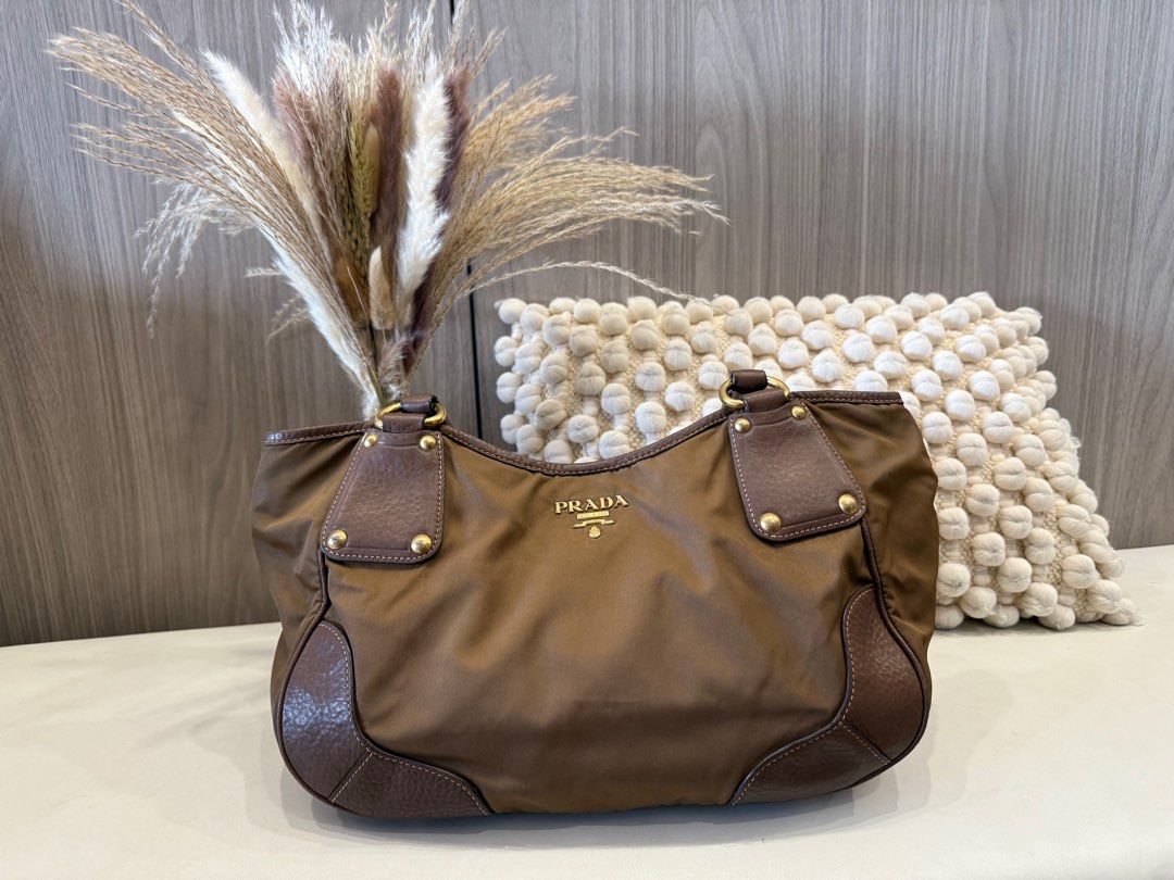 💯% Authentic Prada Nylon Brown Bag- clearance sale, Luxury, Bags ...