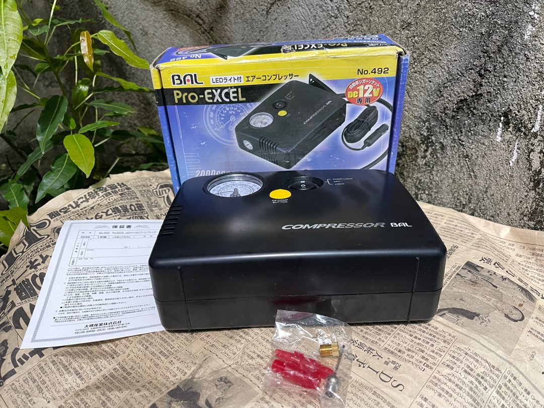 BAL PRO-EXCEL AIR COMPRESSOR WITH LED LIGHT 12V GOOD FOR CAR CAMPING ...