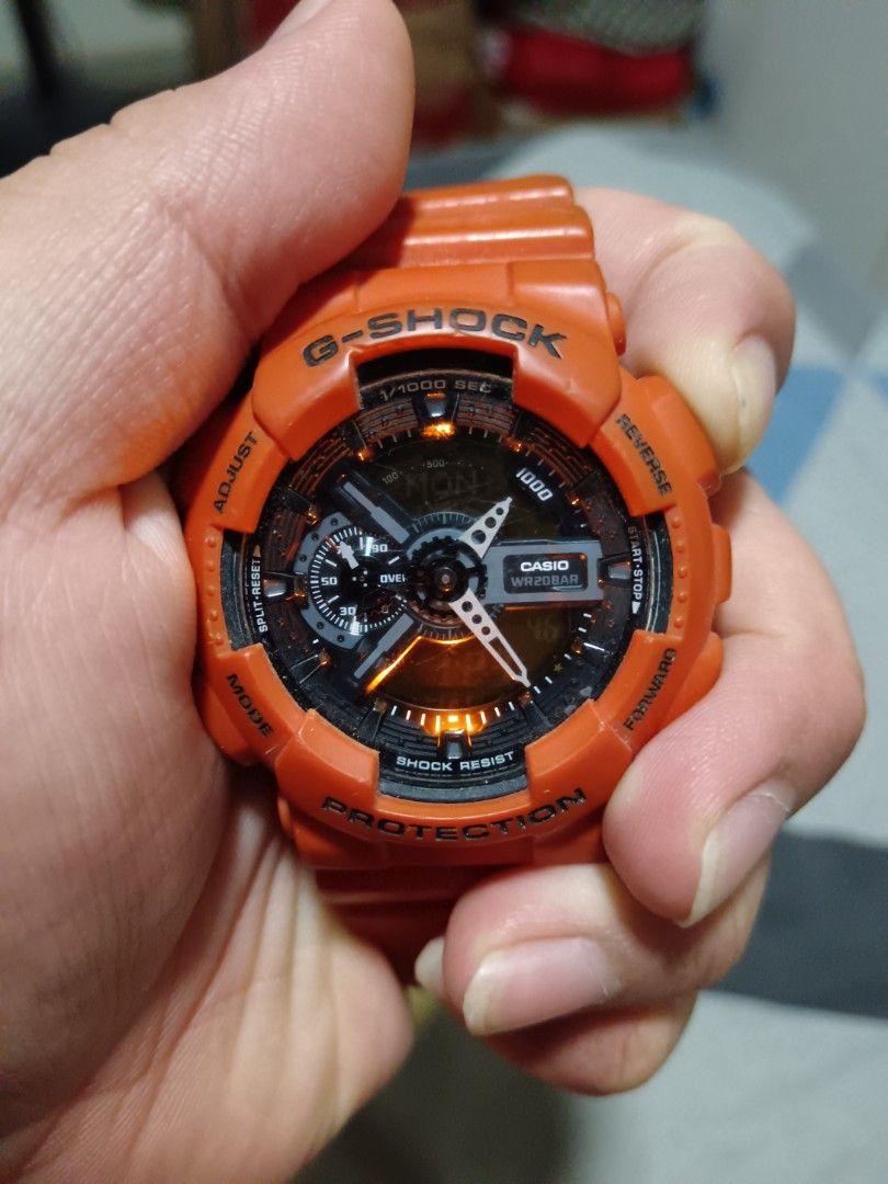 Casio G-Shock Orange Watch GA 110MR, Men's Fashion, Watches ...