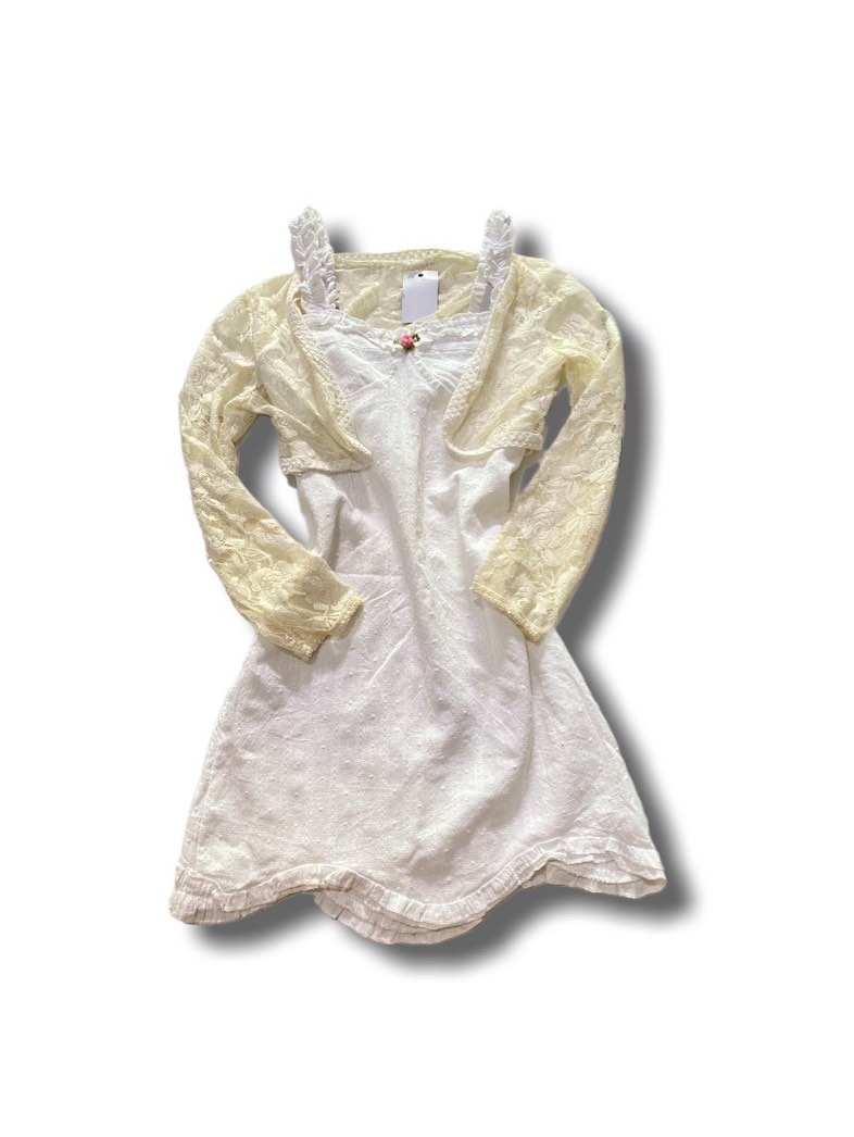 Coquette fairycore kinidress lace white katbol cute ribbon set outer ...