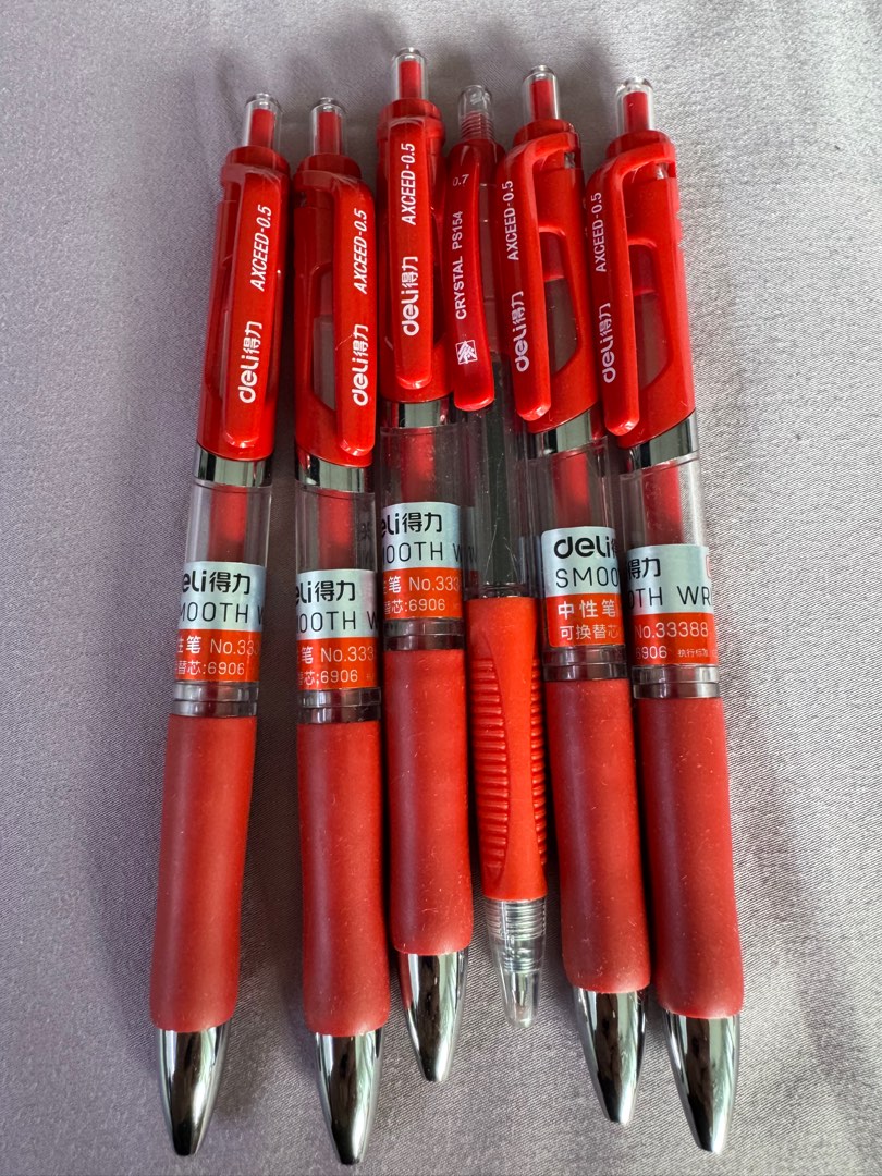 Deli AXCEED 0.5mm Red Pens, Hobbies & Toys, Stationery & Craft ...
