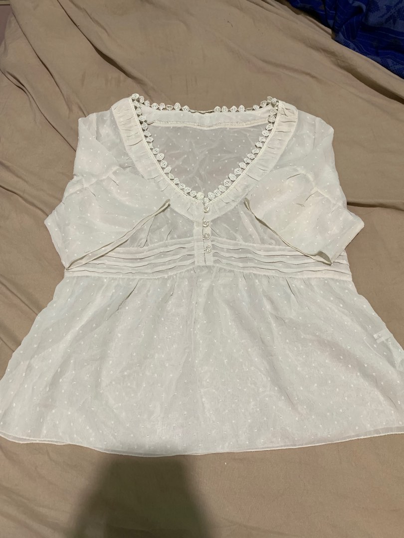 fairycore ivory, Fesyen Wanita, Pakaian Wanita, Atasan di Carousell