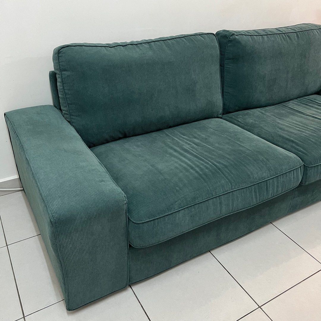 IKEA KIVIK 3-seat sofa (green), Furniture & Home Living, Furniture ...