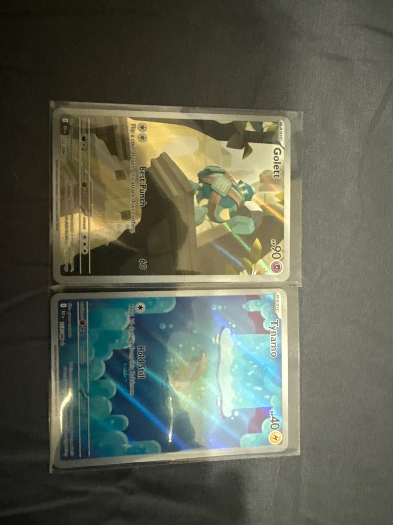 Pokemon TCG black bolt Golett and Tynamo AR cards, Hobbies & Toys, Toys ...