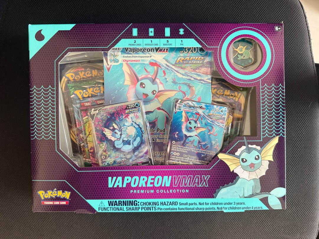 Pokemon TCG: Vaporeon VMAX Premium Collection, Hobbies & Toys, Toys ...