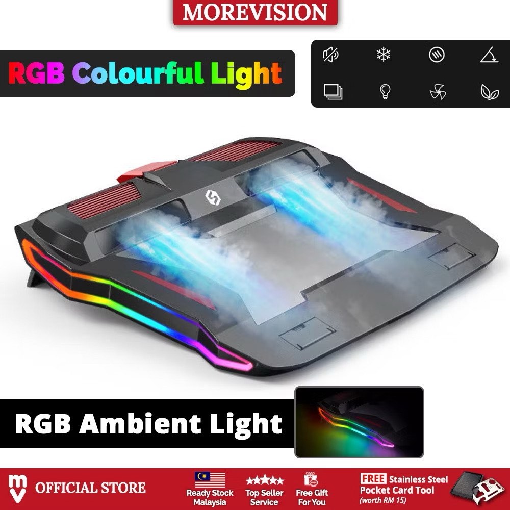 RGB LED Gaming Laptop Notebook Cooler Radiator Fan, Computers & Tech ...