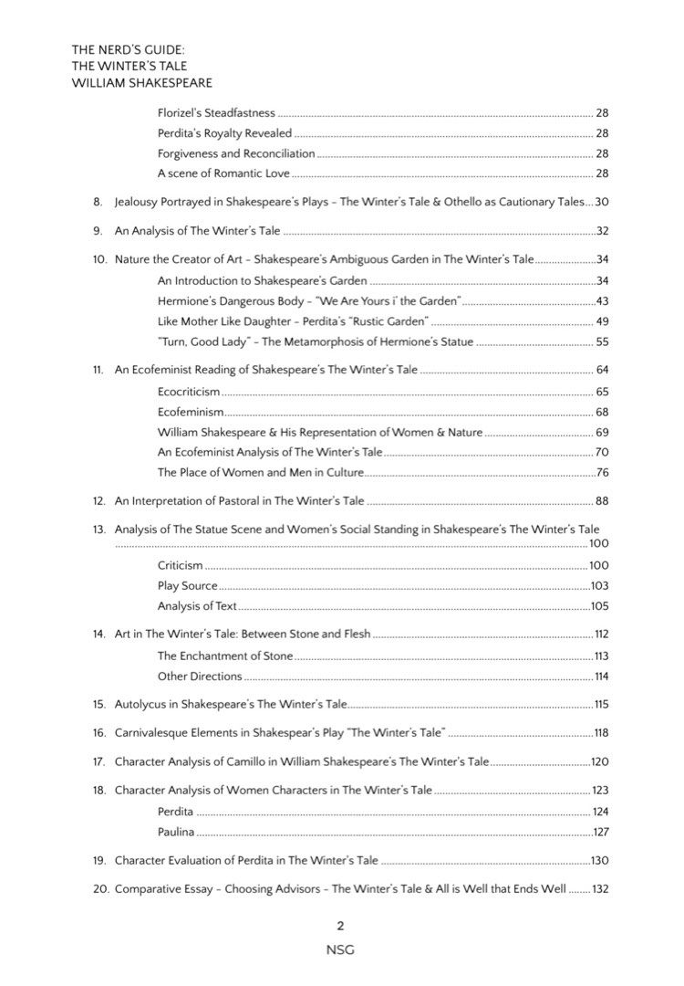 SHAKESPEARE’S THE WINTER’S TALE NOTES & ESSAYS| GCE A LEVEL H2 9539 ...