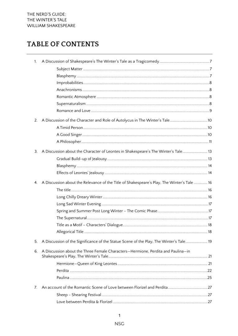 SHAKESPEARE’S THE WINTER’S TALE NOTES & ESSAYS| GCE A LEVEL H2 9539 ...