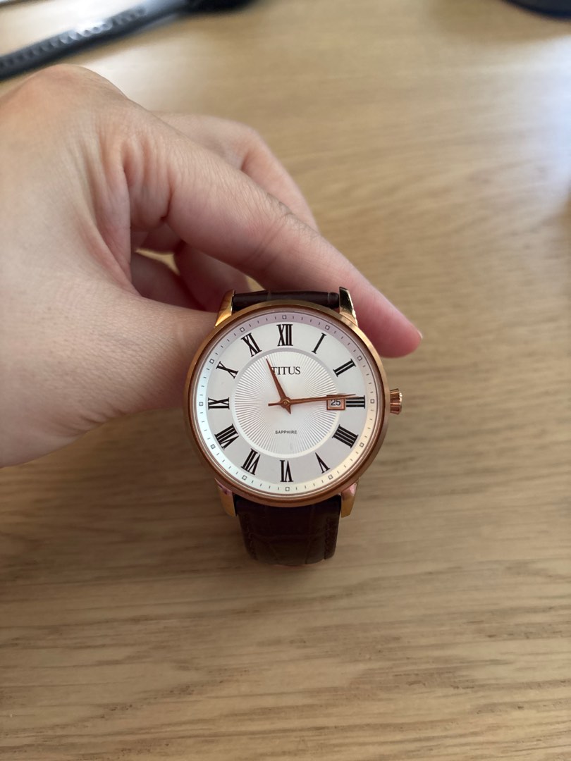 Titus Rose Gold Watch with Leather Strap, Women's Fashion, Watches ...