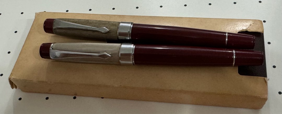 Vintage Pen Set: Maroon Fountain Pen + Rollerball Pen (Matching Pair ...