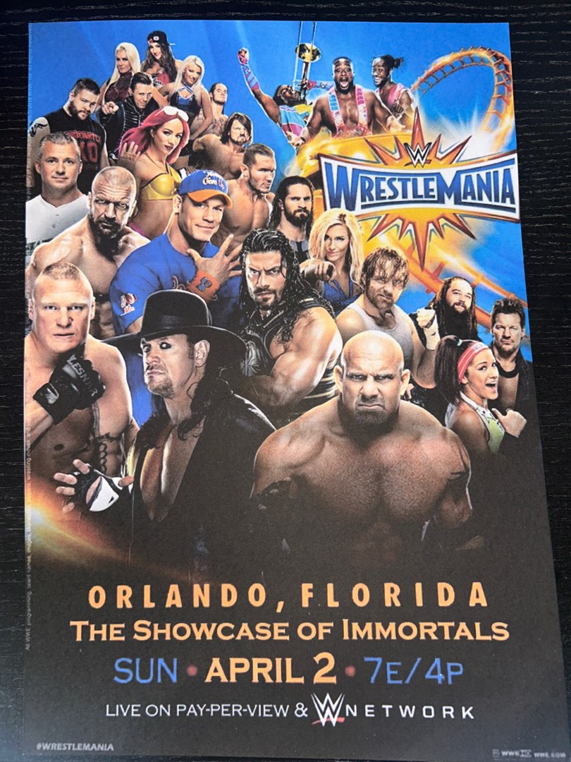 wwe wrestlemania poster a4, Hobbies & Toys, Art & Prints on Carousell