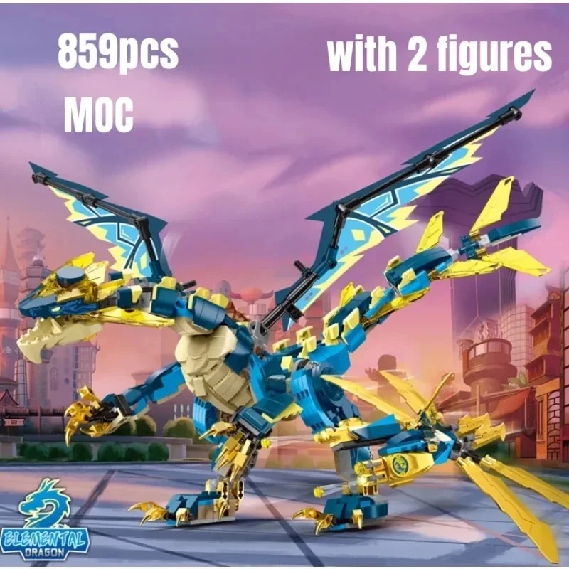 859pcs MOC Elemental Dragon Building Blocks Only Dragon Model Toys for ...