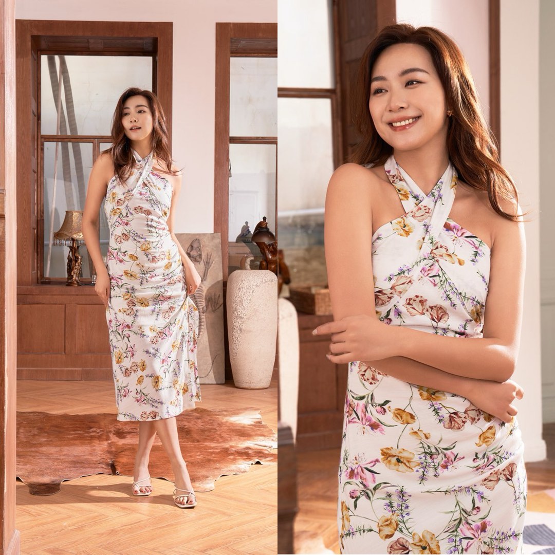 BNWT The Closet Lover Gerlyn Halter Linen Midi Dress in Floralsn, Women ...