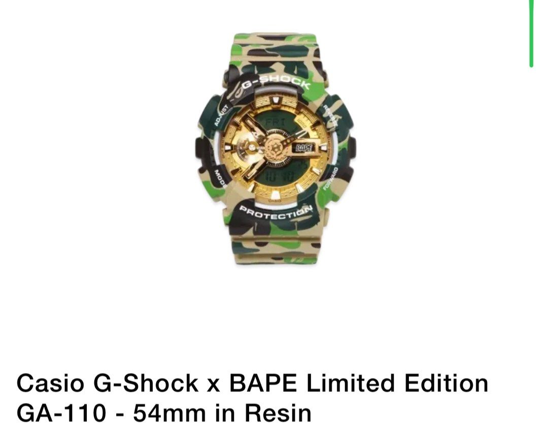Casio G-Shock x BAPE Limited Edition GA-110 - 54mm, Luxury, Watches on ...