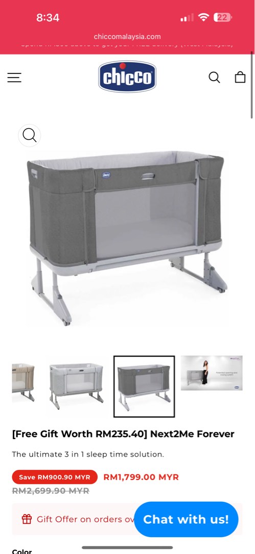 Chicco Baby Cot Next2Me Forever, Babies & Kids, Baby Nursery & Kids ...