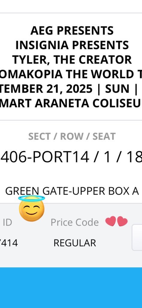 CHROMAKOPIA TOUR MANILA TYLER THE CREATOR UPPERBOX A TICKET, Tickets ...