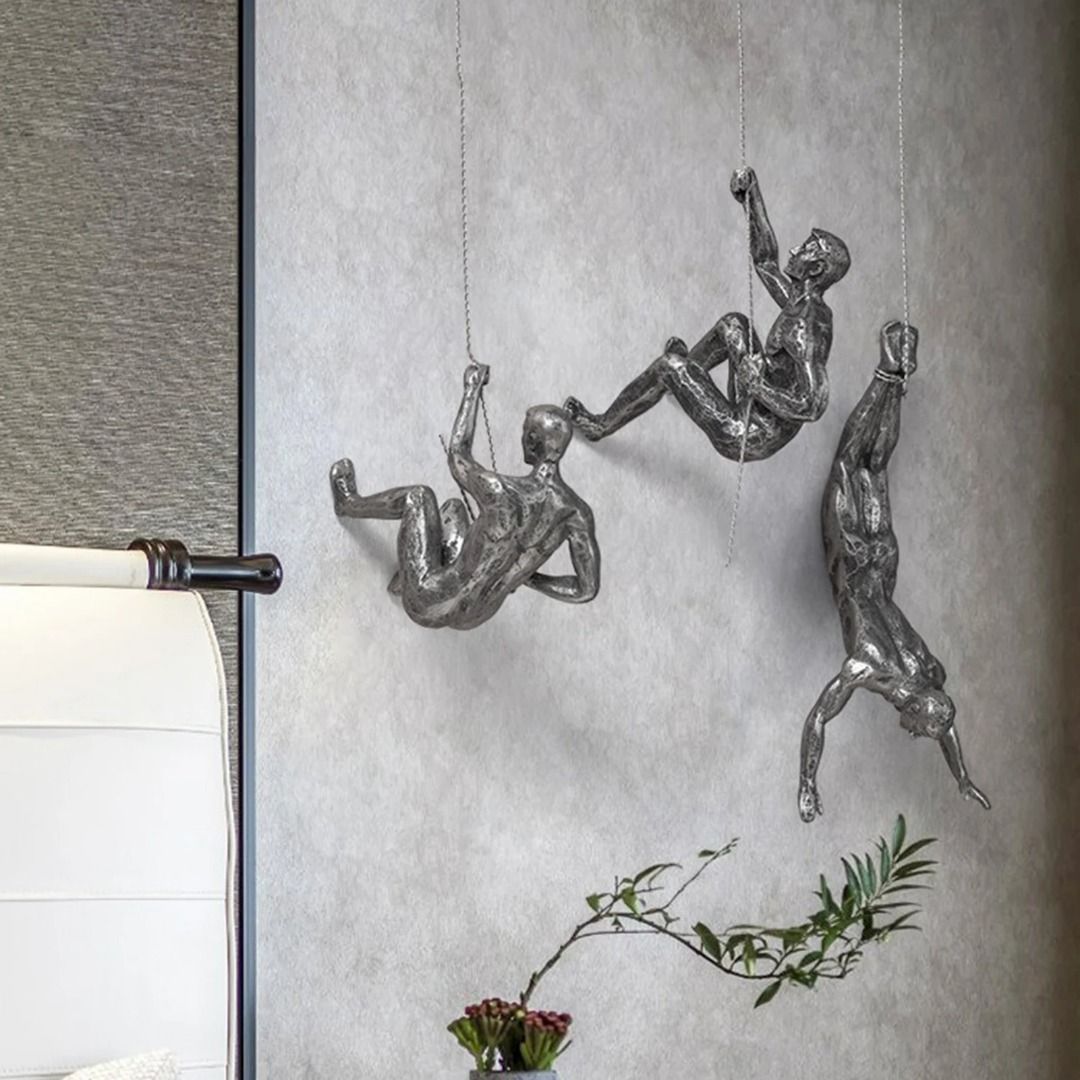 Creative Rock Climbing Man Figures 3D Unique Resin Wall Mounted Hang ...