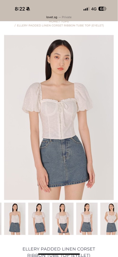 ELLERY PADDED LINEN CORSET RIBBON TUBE TOP (EYELET) IN XL, Women's ...