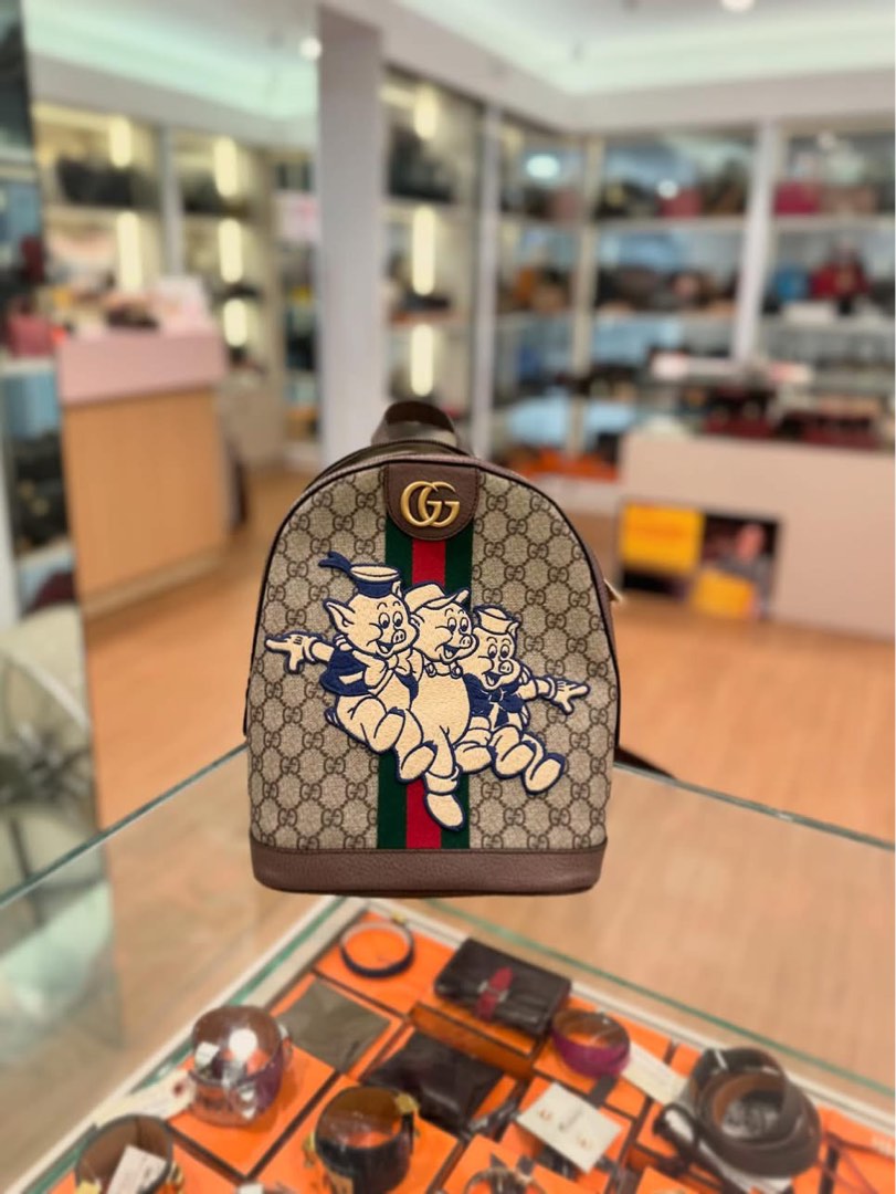 Gucci Disney X GG Supreme Theee Little Pig Ophidia Backpack, Luxury ...