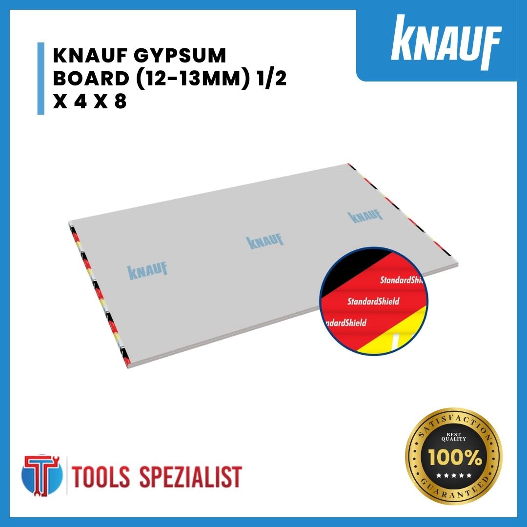 KNAUF GYPSUM BOARD (12-13MM) 1/2 X 4 X 8 (ORIGINAL), Commercial & Industrial, Construction ...