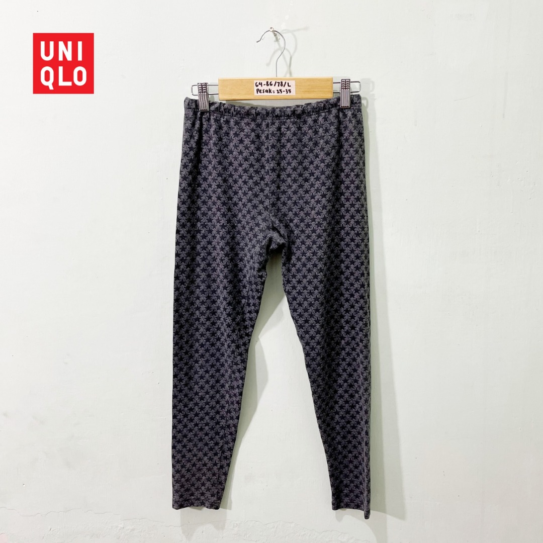 [L26] Legging Uniqlo Katun Motif Abu, Fesyen Wanita, Pakaian Wanita ...
