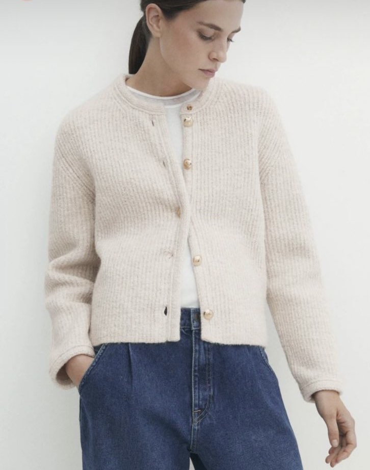 Massimo Dutti Knit Cardigan Beige/Cream (L), Cardigan Massimo Dutti ...