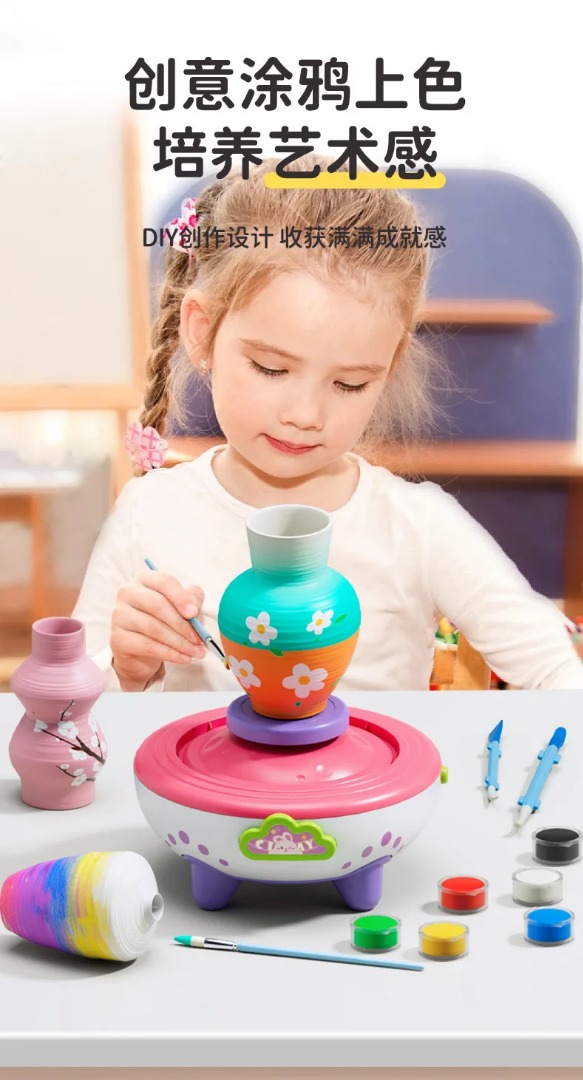 Mini Pottery Studio Deluxe Set - DIY All-in-1 Sculpting Craft Kit for ...