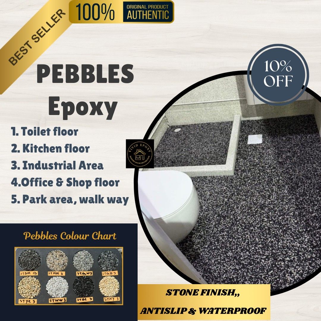 Pebble Epoxy / Toilet floor pebbles/ Kitchen Floor pebble / Anti slip ...