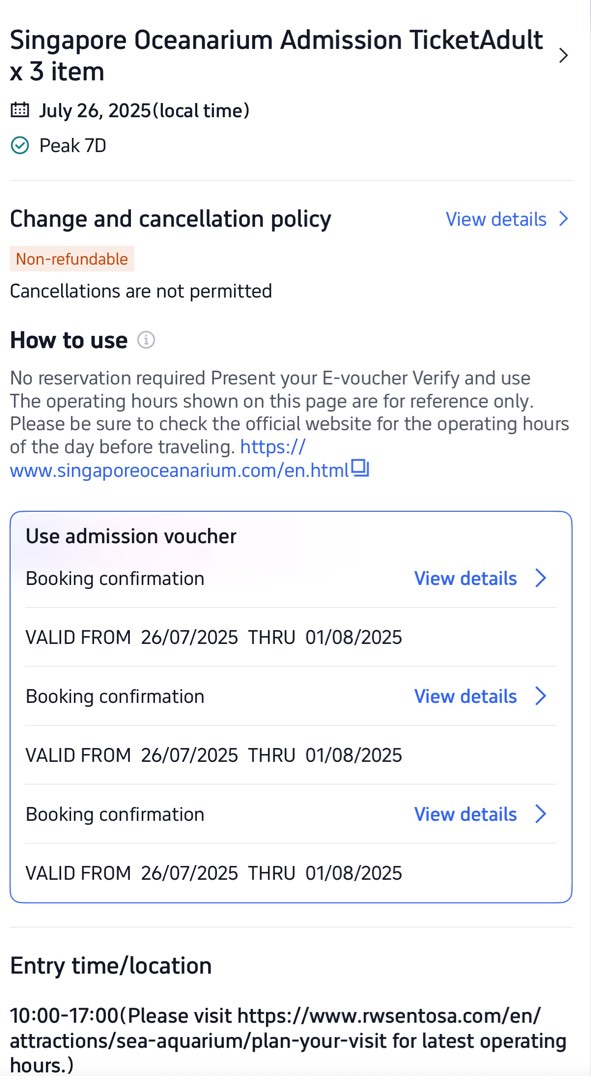 Singapore Oceanarium Adult Admission Ticket x 3, Tickets & Vouchers ...