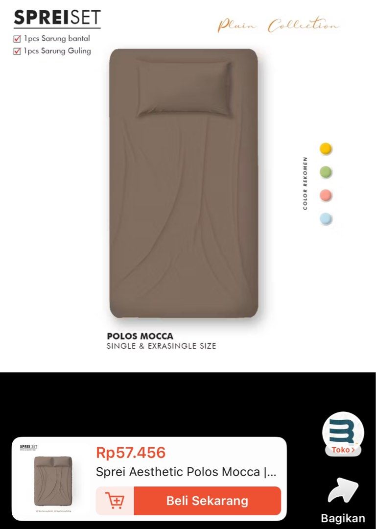 Sprei Set Aesthetic Polos Mocca, Perabotan Rumah di Carousell