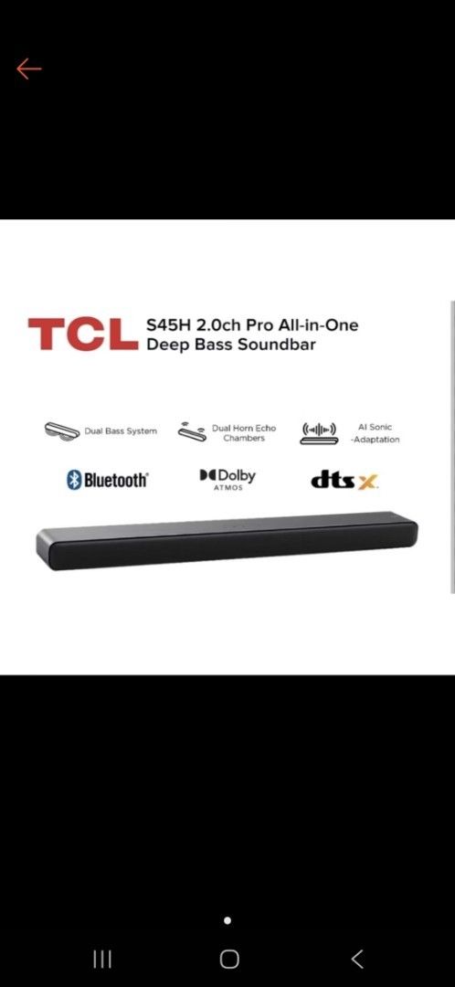TCL S45H 2.0ch Pro All-in-One Deep Bass Soundbar (Brand New- Free ...
